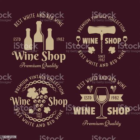 빈티지 스타일의 컬러 벡터 엠블럼 라벨 배지 또는 로고의 와인 숍 세트 0명에 대한 스톡 벡터 아트 및 기타 이미지 0명 다발 디자인 Istock