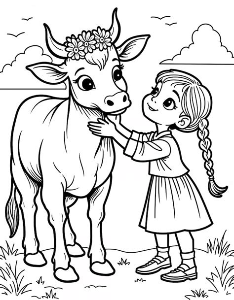 농부 소녀 색칠 페이지