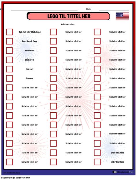 4 Juli Scavengers Hunt Arbeidsark Storyboard