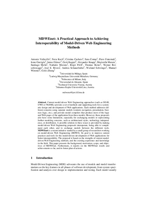 Pdf Mdwenet A Practical Approach To Achieving Interoperability Of Model Driven Web