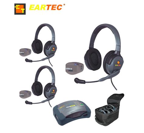 Eartec Upmx4gd3 Ultrapak 3 Person Hub Intercom System Max4g Double Headset Dalite
