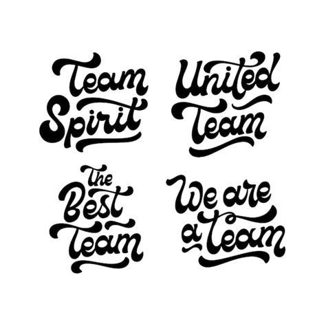 Premium Vector | Lettering team spirit stickers collection