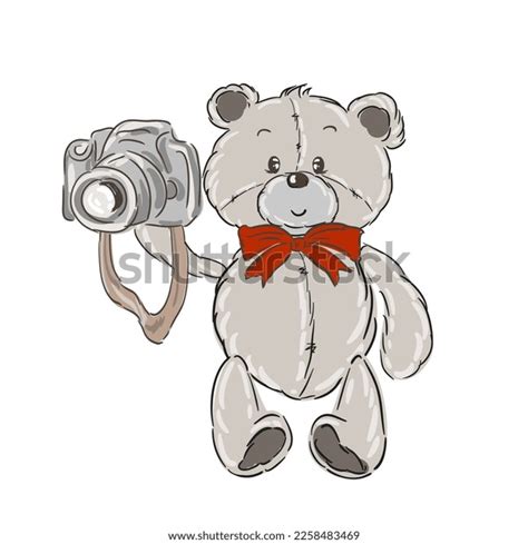 Teddy Bear Camera Isolated On White Stock Vector Royalty Free 2258483469 Shutterstock