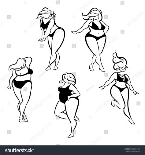 Girl Silhouette Plus Size Model Vetor Stock Livre De Direitos