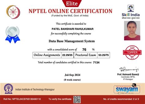 banshari patel on linkedin nptel databasemanagement