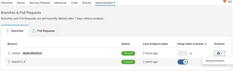 How To Achive Branch Analysis Different For Master And Its Branches SonarQube Server