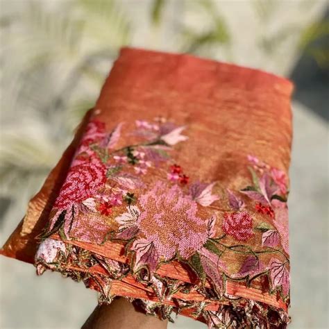 Exclusive 🌹banarasi Tissue Crushed Osm Embroidery Work Cutwork Soft