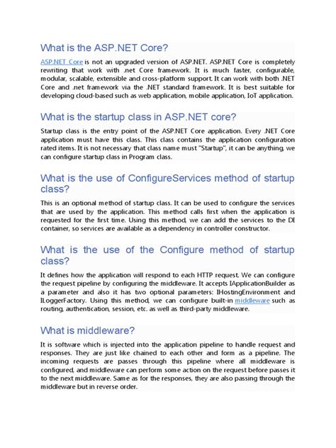 Dotnet Core Interview Que Ans Pdf Active Server Pages Web Server