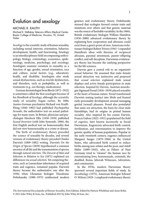 PDF Evolution And Sexology