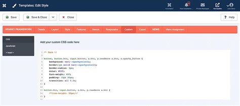 custom css and javascript sparky framework docs hot themes