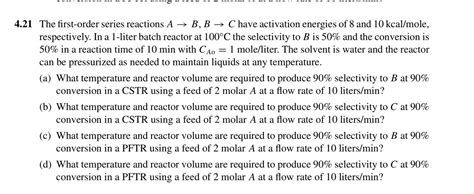 Solved First Order Series Reaction A→b→chelp Me Find