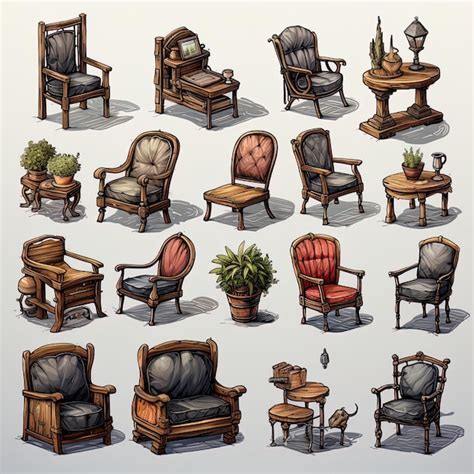 Premium Photo Chair And Table Game Assets