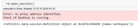 error no proxy address identified check if desktop is running — lseg