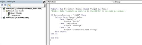 How To Run A Vba Procedure From A Data Validation Control In Microsoft