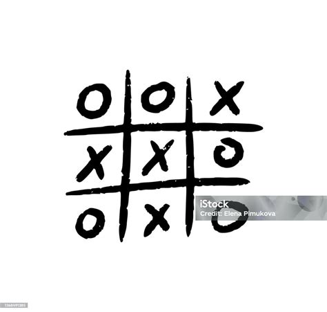 손으로 그린 틱 택 발가락 게임 Xo 어린이 게임 틱택토 드로우를 재생합니다 흰색 배경의 낙서 스타일의 벡터 일러스트레이션 그리기에 대한 스톡 벡터 아트 및 기타 이미지