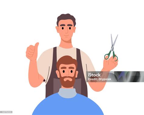 이발소에서 이발을 하는 미용사 이발소 도구 미용사 도구 실루엣 남자 벡터 일러스트레이션을 위한 미용실 가위에 대한 스톡 벡터
