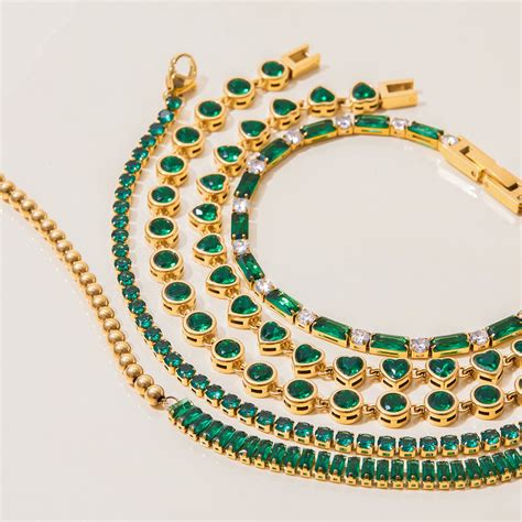 Emerald Sparkle Tennis Bracelet 3 Styles Misgraceful Jewellery