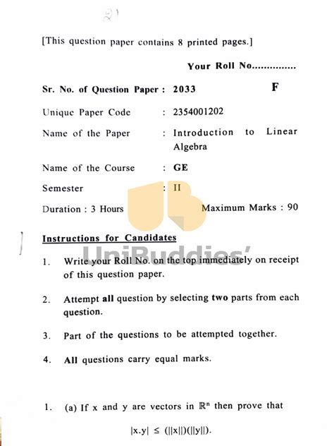 Linear Algebra Ge Pyq Pdf