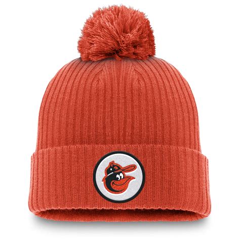 Mens Baltimore Orioles Nike Orange Cooperstown Collection Patch Cuffed Knit Hat With Pom