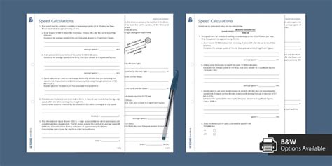 Speed Calculations Worksheet KS Science Beyond Twinkl