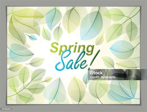 봄 단풍 가로 배경 자연 계절 템플릿 디자인 배너 티켓 전단지 카드 녹색과 신선한 꽃 요소와 포스터 판매 광고 포스터 팜플렛 이나 전단지 디자인 0명에 대한 스톡 벡터 아트