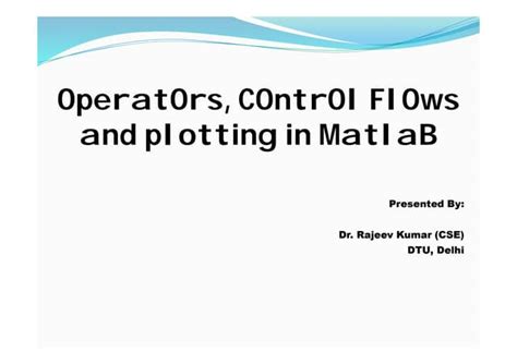 Basic Operators In Matlab Pptx