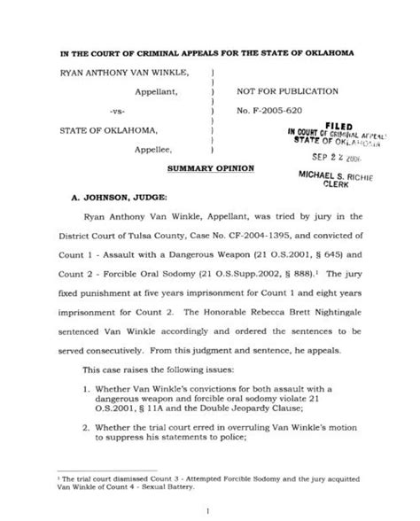 Ryan Anthony Van Winkle V State Oklahoma Criminal Defense