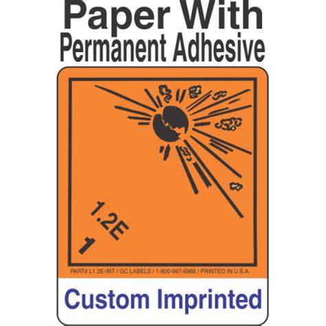 Explosive Class 12e Wordless Int Custom Imprinted Shipping Name