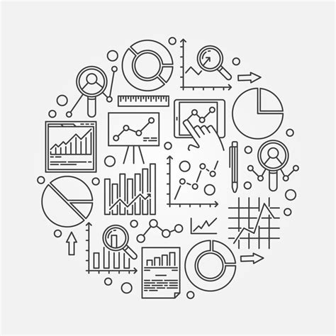 Premium Vector Data Analytics Vector Round Illustration In Thin Line Style