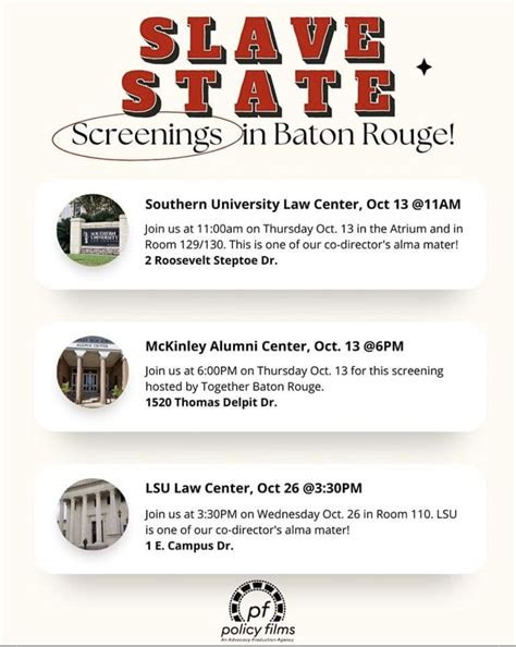 Slave State Documentary Screening Lsu Law Center Power Coalition For