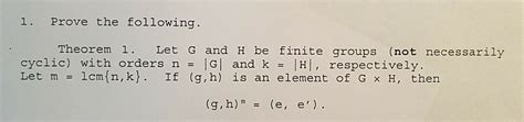 Solved 1 Prove The Following Theorem 1 Let G And H Be Chegg Com