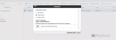 use cpanel file manager to compress decompress files plothost