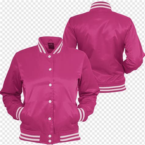 Jacket Blouson Coat Letterman College Jacket Woman Magenta Pink Png