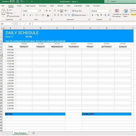 Hourlydailyweekly Schedule Template Excel Etsy