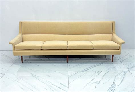 Early Milo Baughman Tuxedo Sofa Thayer Coggin In Buttercream Mohair