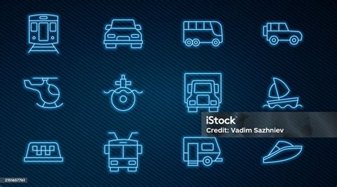 스피드 보트 요트 범선 버스 잠수함 헬리콥터 기차 및 철도 배달화물 트럭 및 자동차 아이콘을 설정합니다 벡터 교육 강좌에 대한 스톡 벡터 아트 및 기타 이미지 Istock