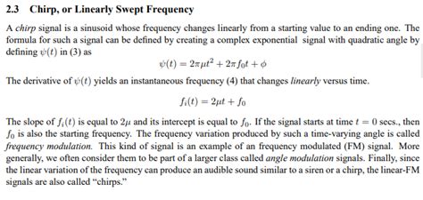 Solved 23 Chirp Or Linearly Swept Frequency A Chirp Signal
