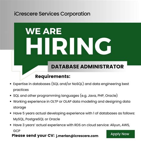 Miah M On Linkedin Were Hiring Job Title Database Administrator