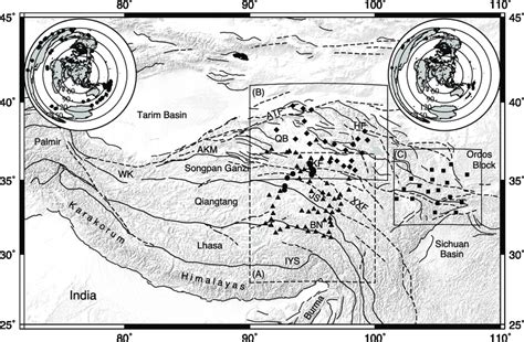Topography And Major Tectonic Features Map Of The Tibetan Plateau And