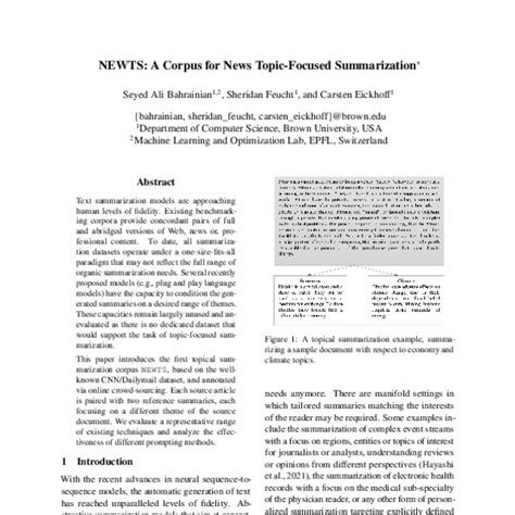 Newts A Corpus For News Topic Focused Summarization Acl Anthology
