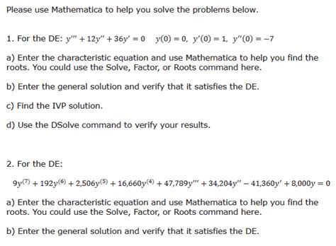 Solved Please Use Mathematica To Help You Solve The Problems Chegg