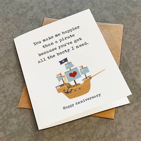 Funny Pirate Anniversary Card Witty And Slightly Naughty Greeting Card