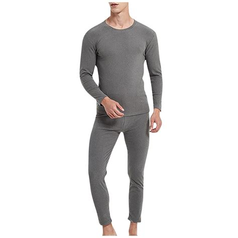 Snnmblm Long Johns For Men Thermal Elastic Fabric Solid Color Sleeping