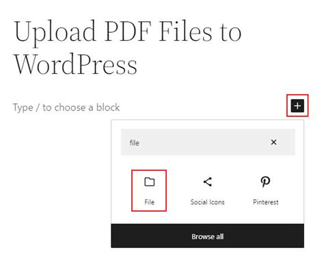 how to easily upload pdf files to wordpress site