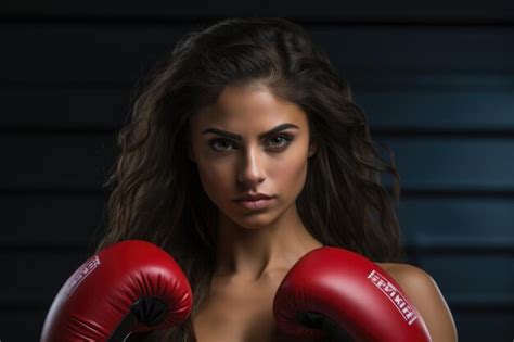 Linda Jovem Gostosa De 21 Anos Garota Latina Atlhete Pose De Boxe Cara Brava Foto Premium