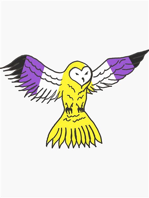 Non Binary Pride Owl Sticker For Sale By Roygbivdesigns Redbubble