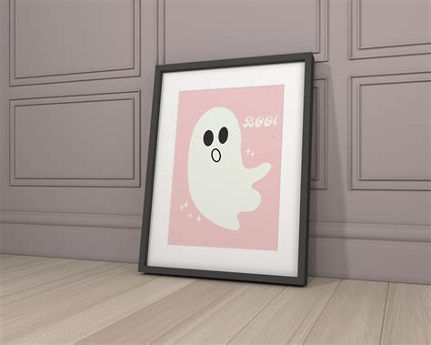 Pink Ghost Printable Pink Halloween Decor Halloween Wall Art Retro