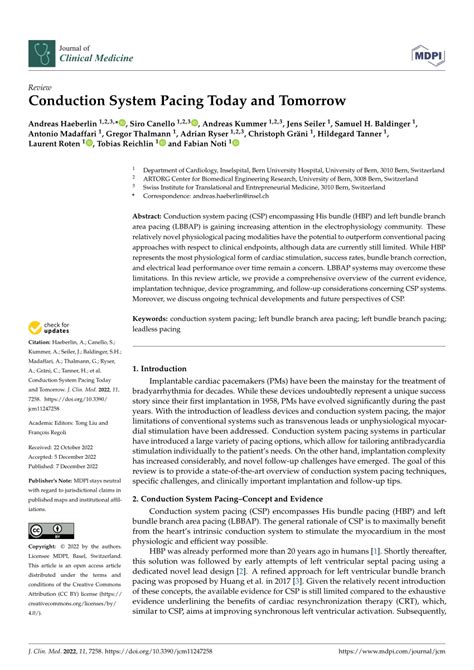 Pdf Conduction System Pacing Today And Tomorrow