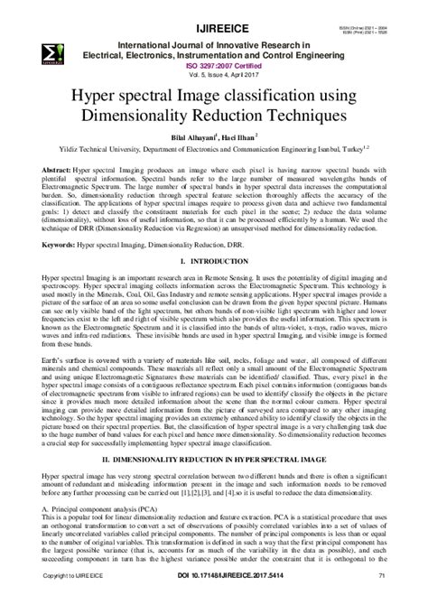 Pdf Hyper Spectral Image Classification Using Dimensionality Reduction Techniques