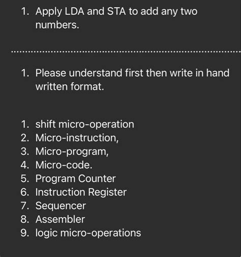 Solved 1 Apply Lda And Sta To Add Any Two Numbers 1